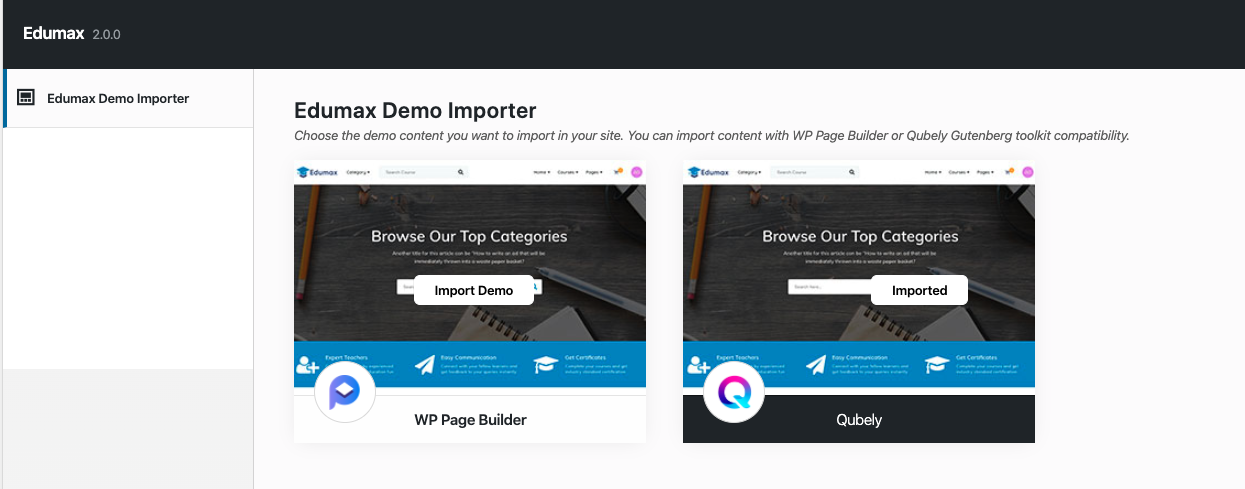 Edumax Theme Updated with New Gutenberg Based Demo Option Powered By Qubely – Themeum